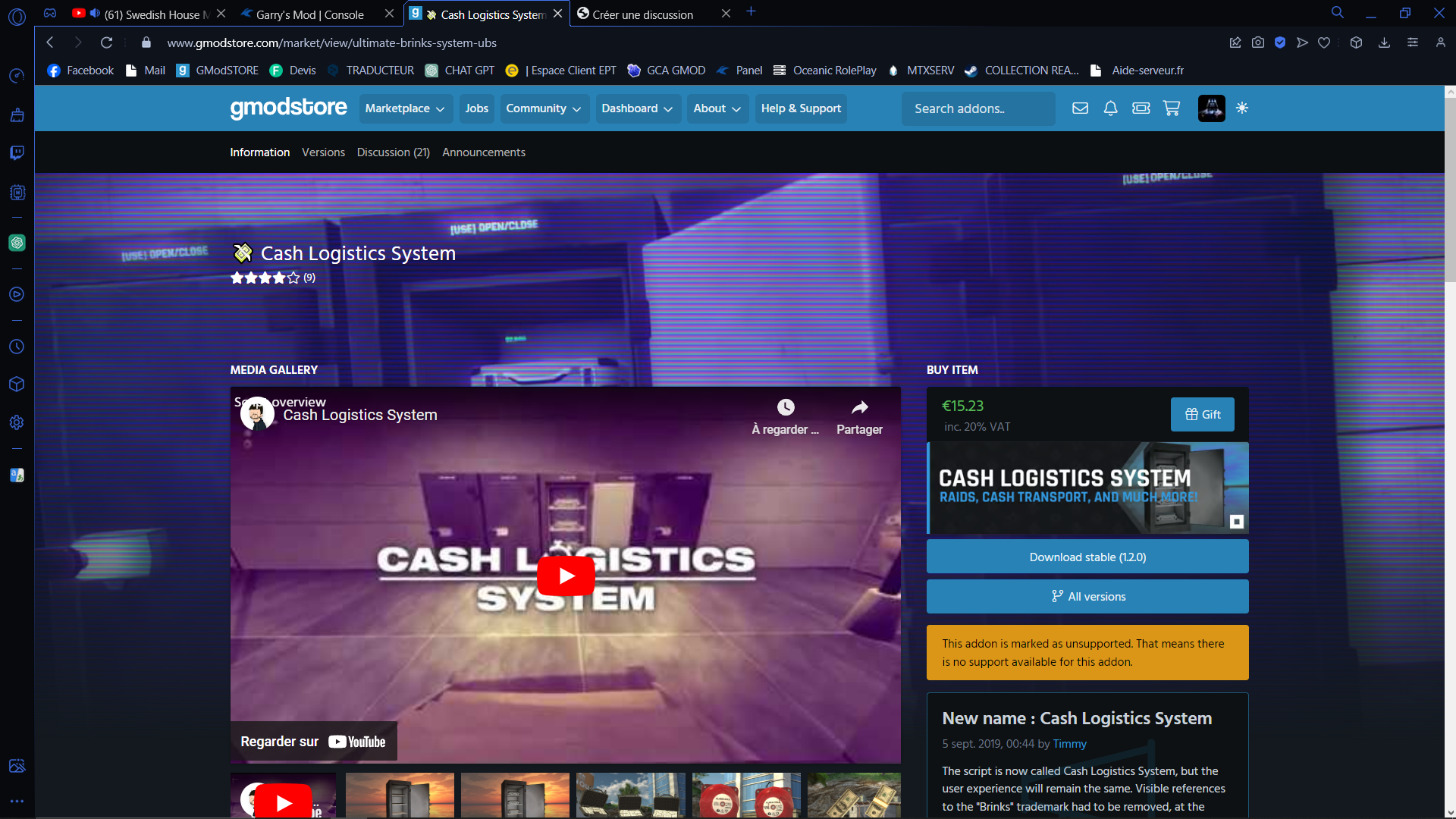 Problème avec le convoyeur de fond de GmodStore - Entraide serveur de jeu - Aide-serveur.fr