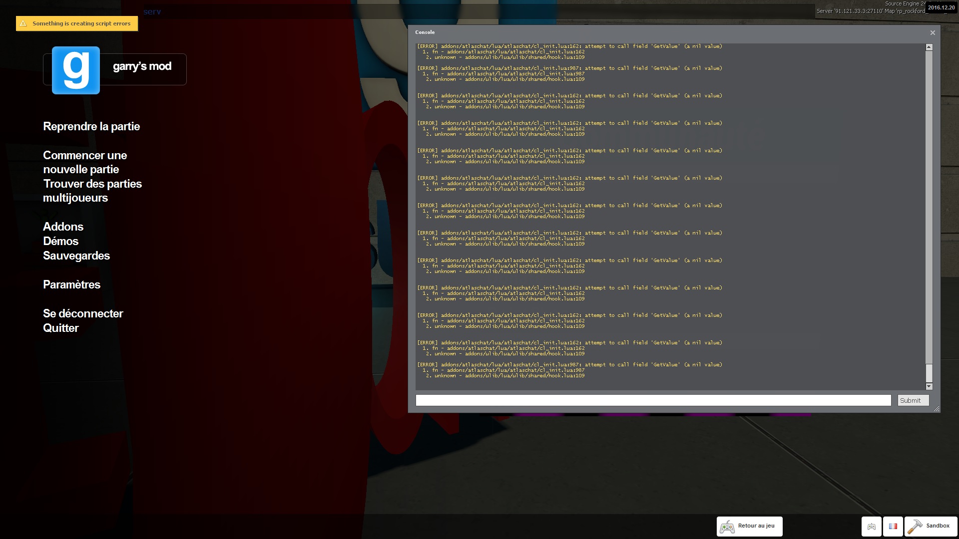 Gmod Problemes Somthing Is Creating Scripts Errors Entraide Serveur De Jeu Aide Serveurfr 